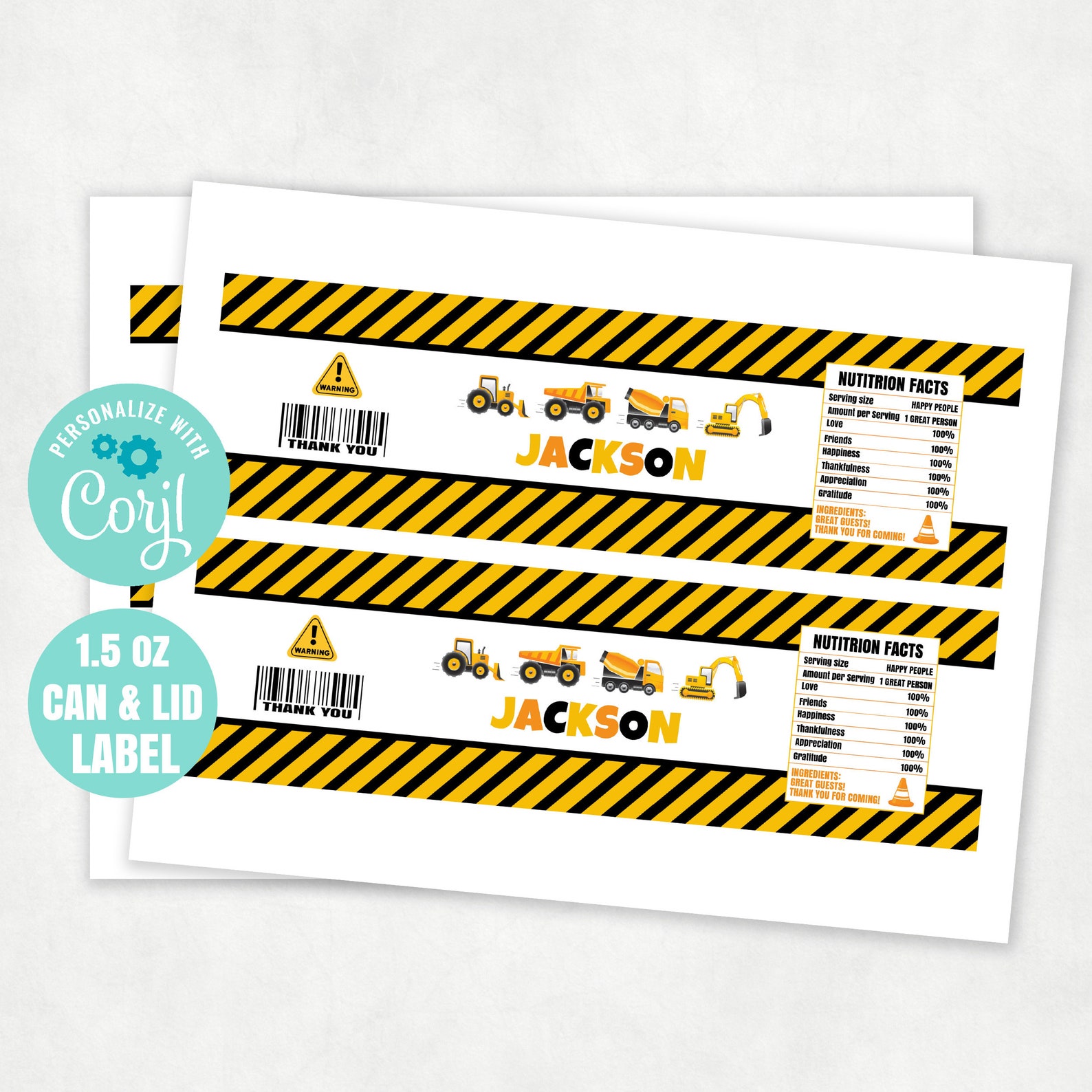 EDITABLE Printable Construction Chips Stack Label Template - Etsy