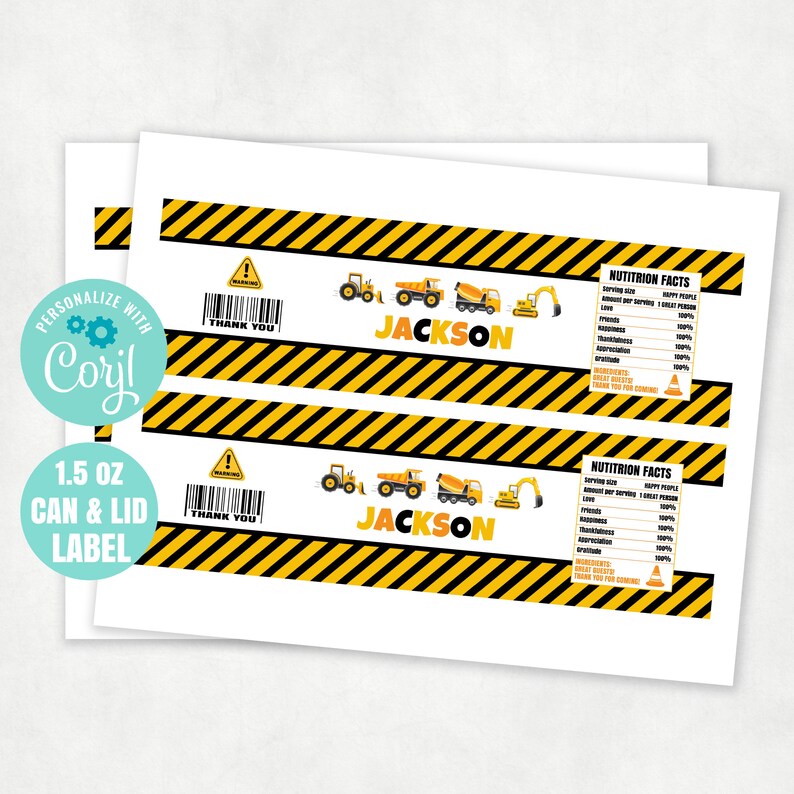 EDITABLE Printable Construction Chips Stack Label Template - Etsy