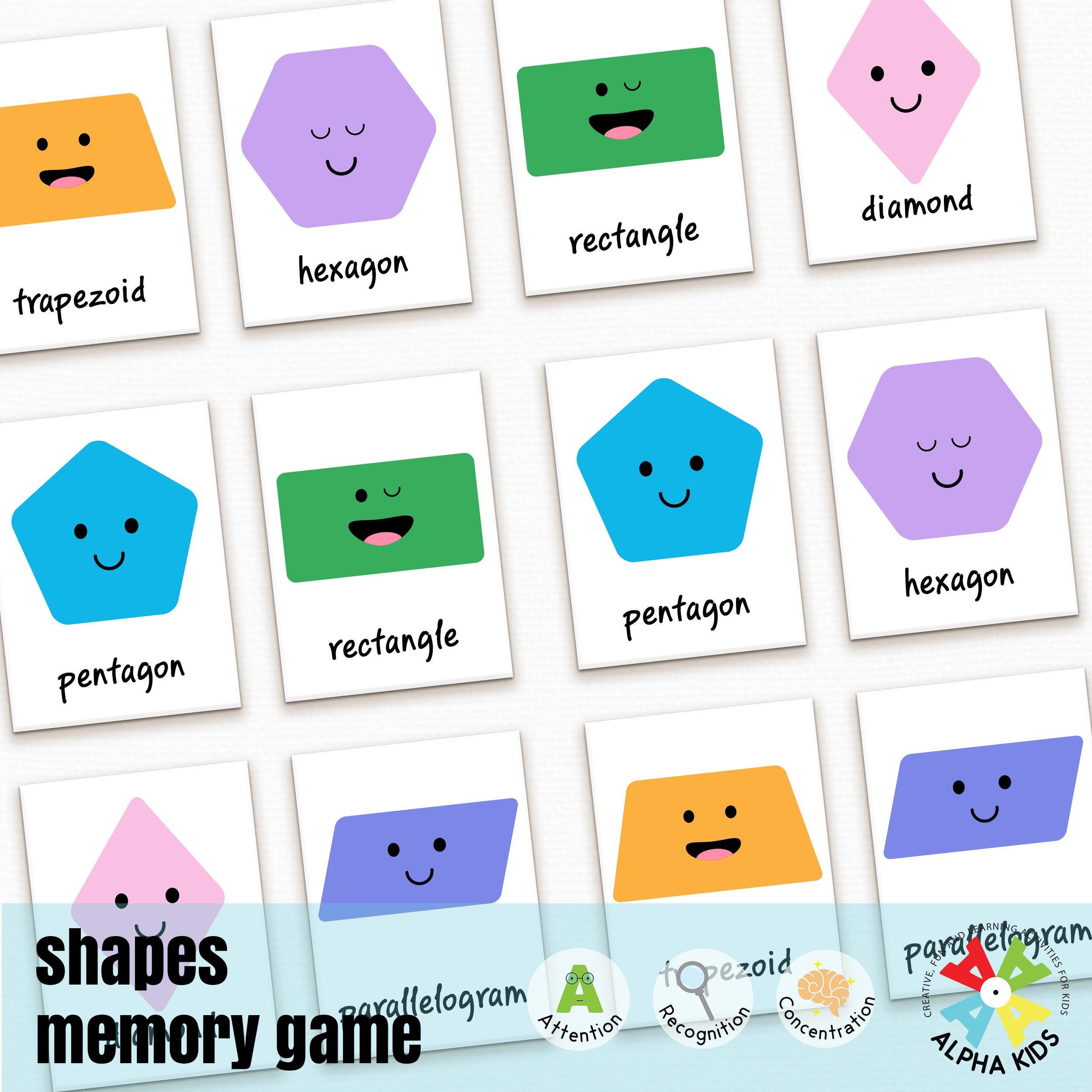 Printable Shapes Memory Game Cards, Shapes Matching Cards, Shapes ...
