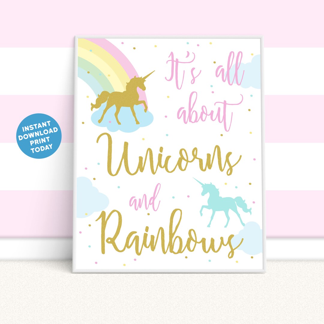 Printable Unicorn Birthday Sign Rainbows and Unicorns - Etsy