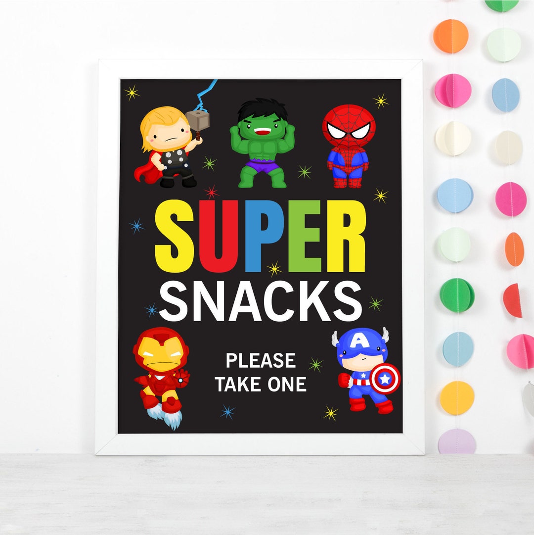 Printable Superheroes Birthday Table Sign, Superhero Decoration ...