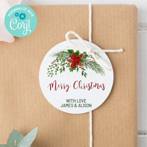 Christmas Labels Editable Round Printable Christmas Tags - Etsy