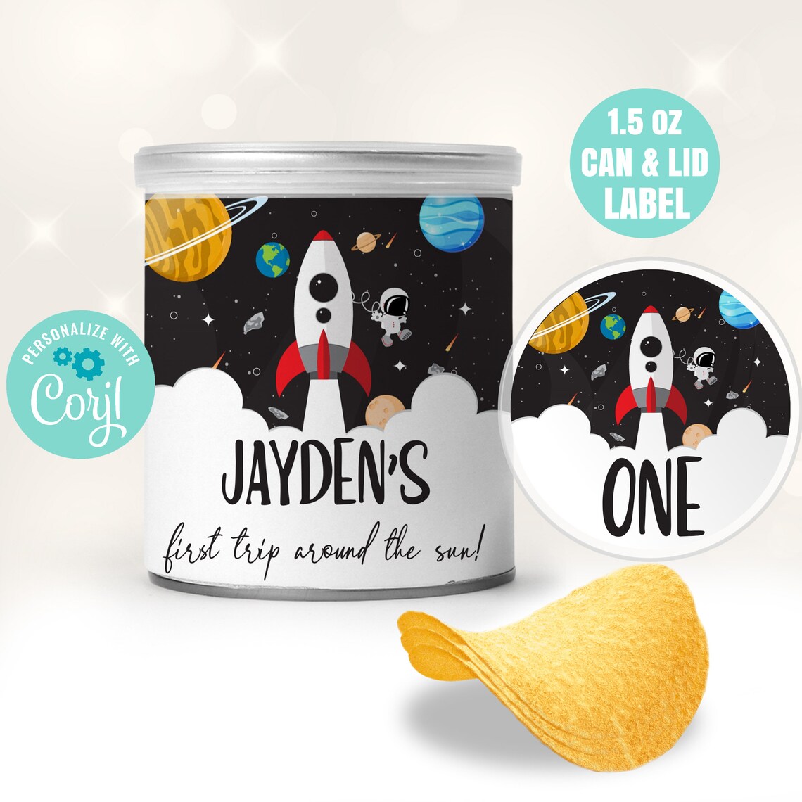 EDITABLE Outer Space Chips Stack Label Space Chips Can and - Etsy
