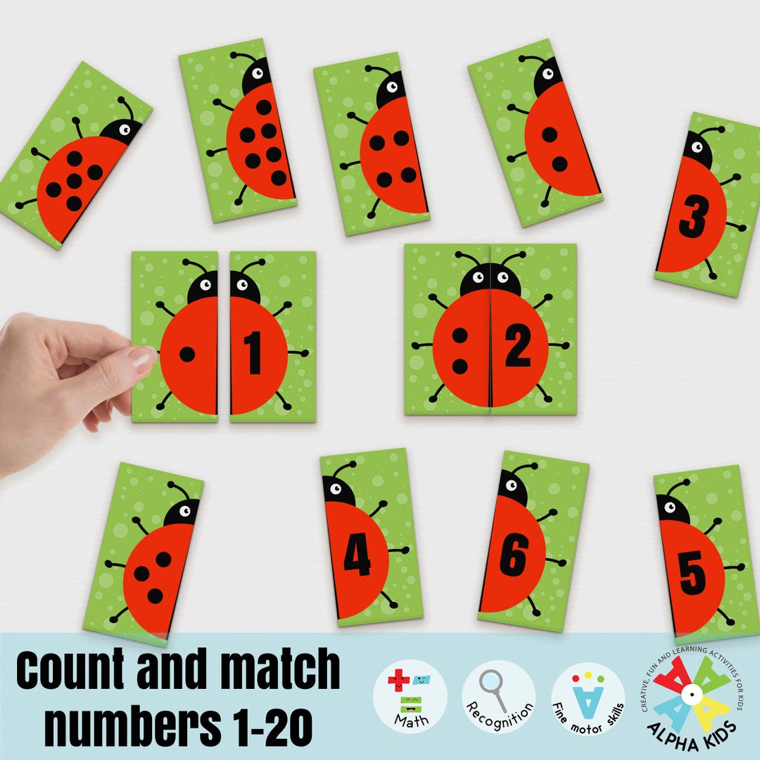 Printable Count Activity Puzzle Card, Ladybug Count and Match ...