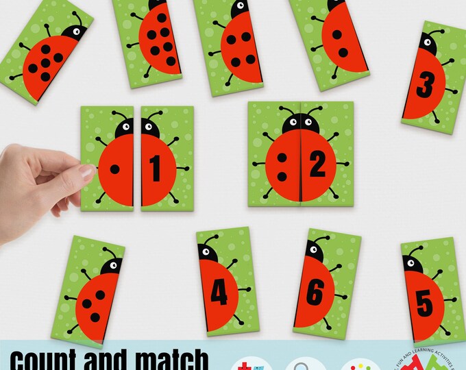 Printable Count Activity Puzzle Card, Ladybug Count and Match ...