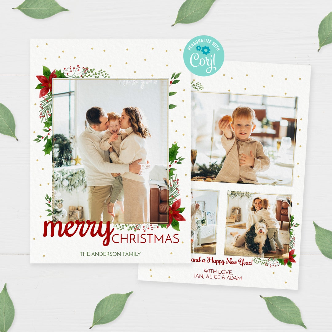 EDITABLE Christmas Card Template Holiday Card Holiday - Etsy