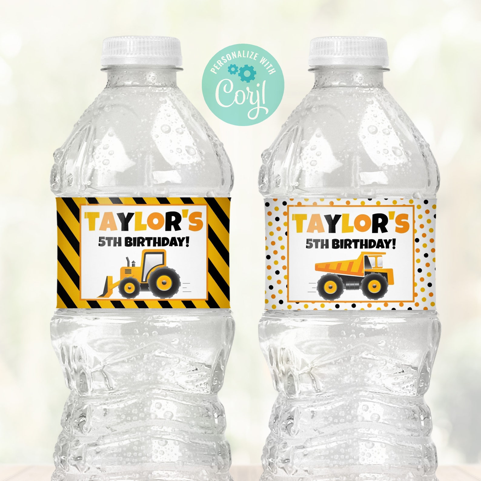 EDITABLE Printable Construction Water Bottle Labels Template - Etsy