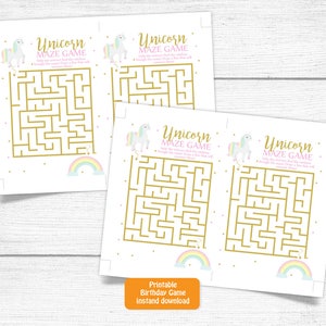 Printable Unicorn Birthday Game Cards, Rainbows and Unicorns Birthday ...