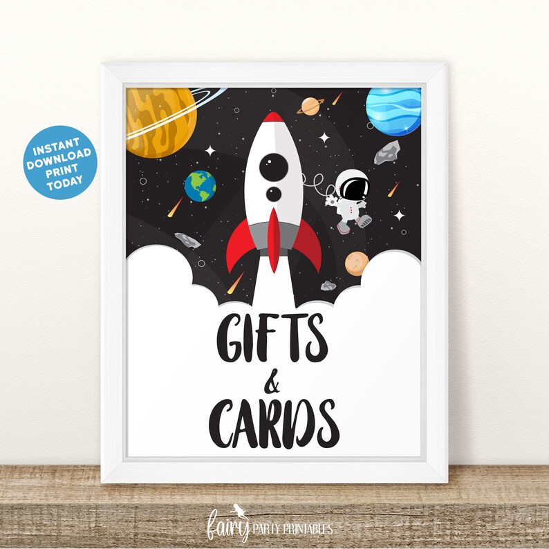 Printable Outer Space Gifts and Cards Table Sign Rocket Ship - Etsy
