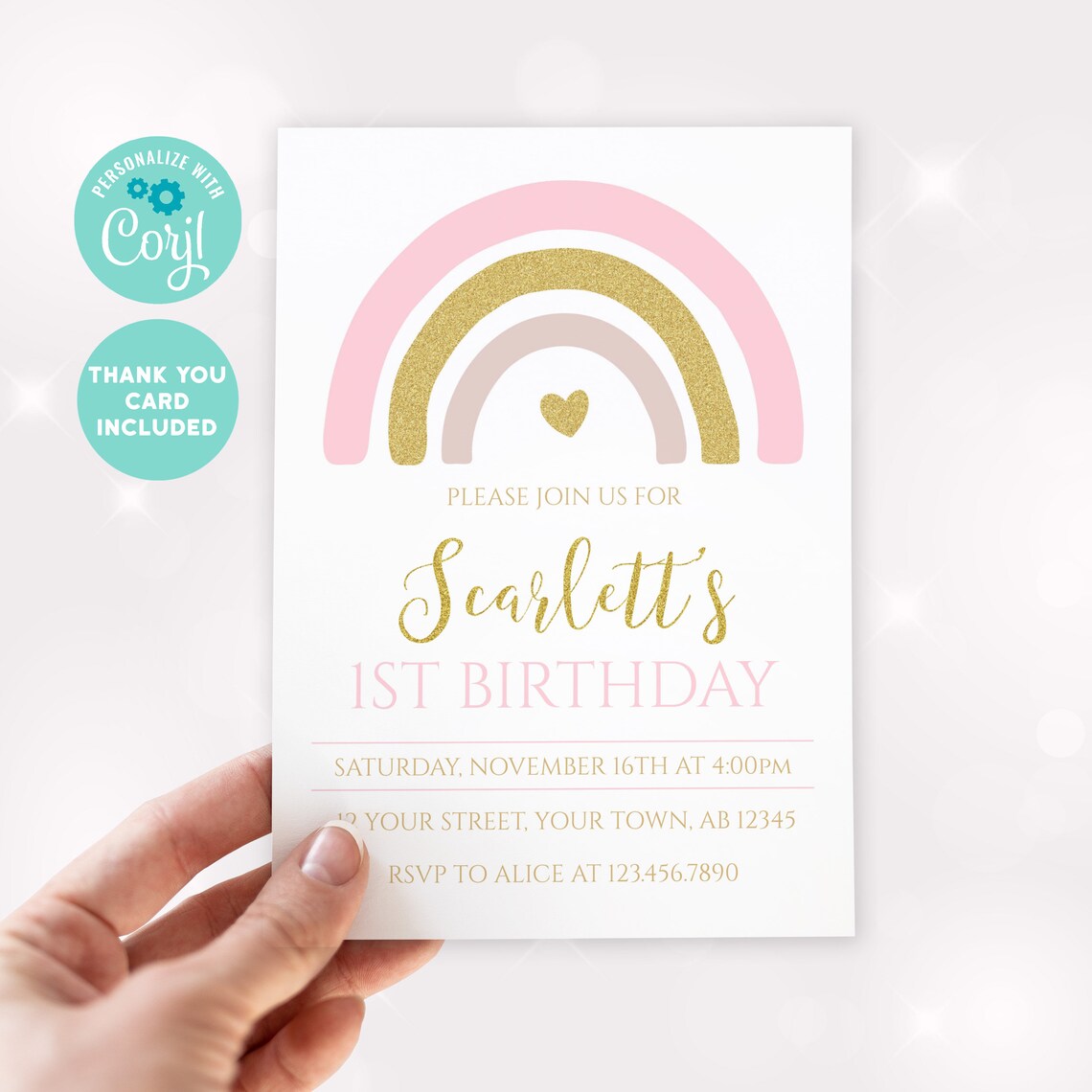 EDITABLE Printable Boho Rainbow Birthday Invitation Rainbow - Etsy