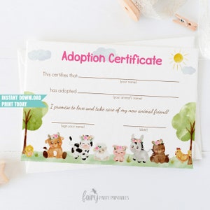 Printable Adopt a Farm Animal Birthday Table Sign, Farm Animals ...