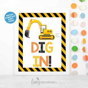 Printable Construction Table Sign Bundle, Gift Table Sign, Dig in Sign ...