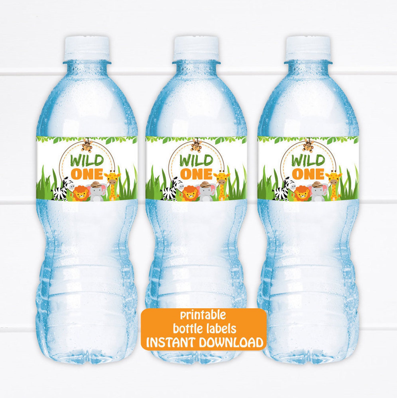 Printable Jungle Water Bottle Label 1st Birthday Jungle Water - Etsy