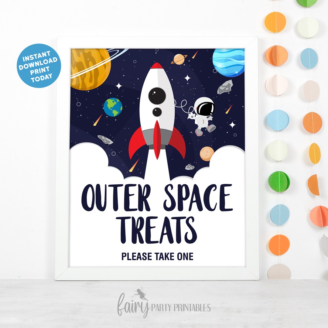 Printable Outer Space Treats Table Sign Rocket Ship Astronaut - Etsy