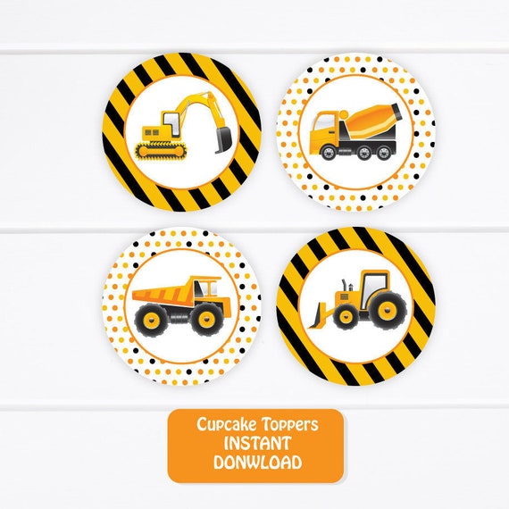 Printable Construction Cupcake toppers Construction Cake | Etsy