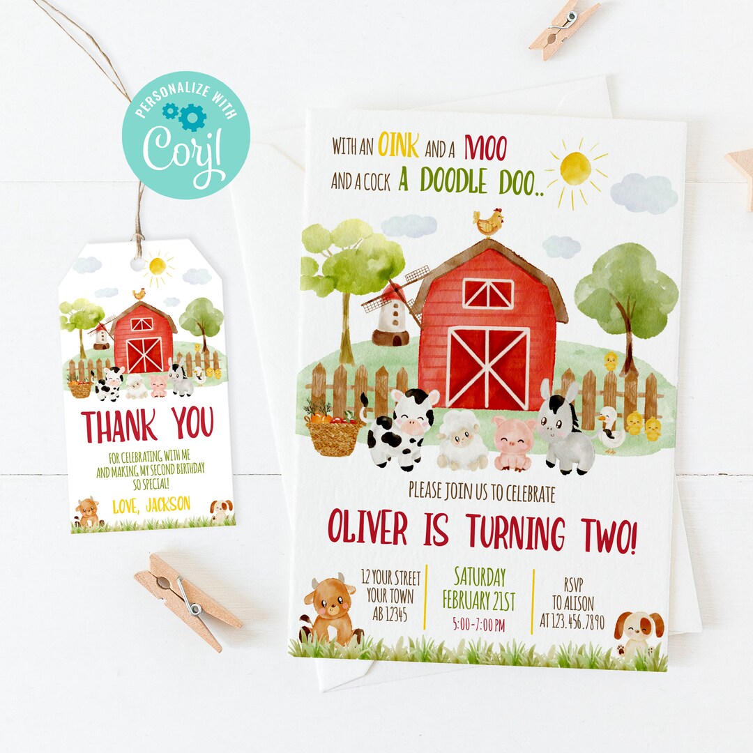 EDITABLE Farm Boy Birthday Invitation Template, Barnyard Birthday ...