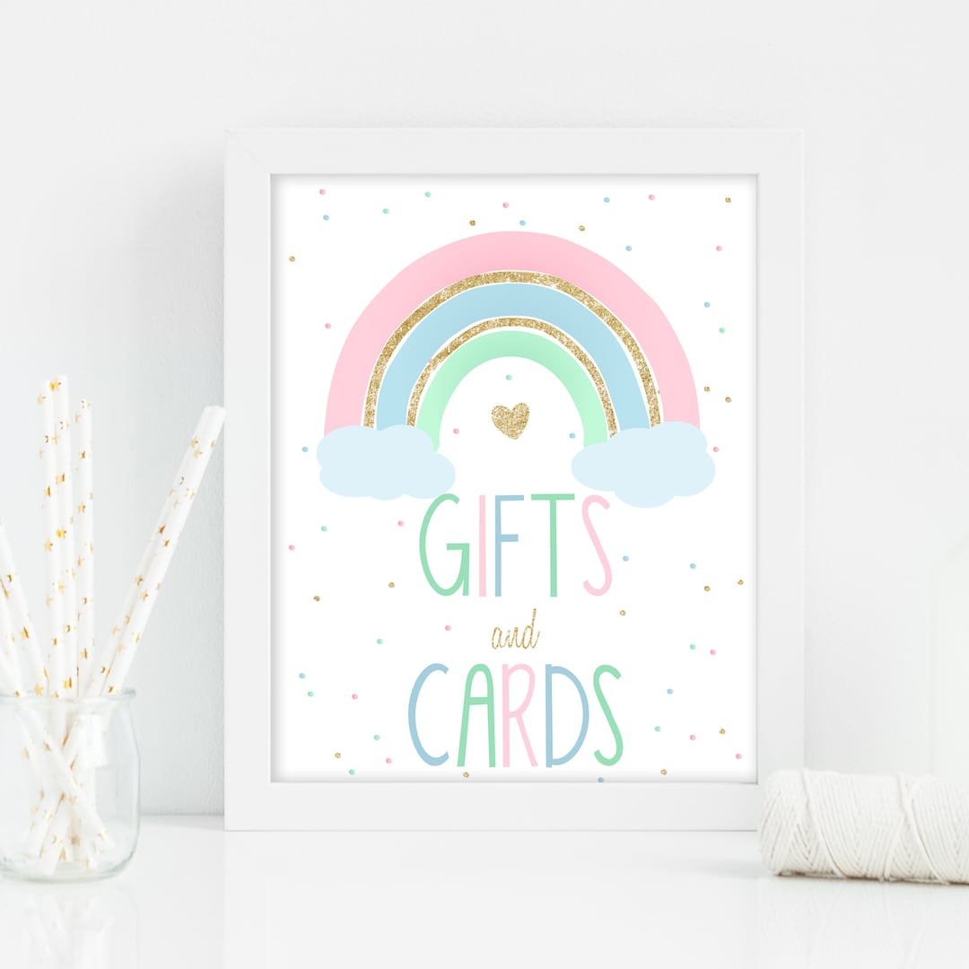 Printable Rainbow Birthday Gift Table Sign Over the Rainbow - Etsy