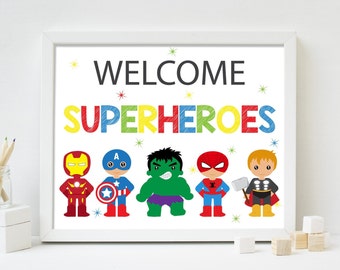 Printable Welcome Superheroes Birthday Sign Superhero | Etsy