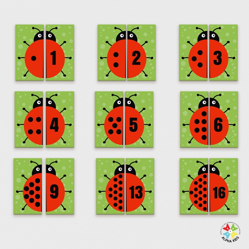 Printable Count Activity Puzzle Card, Ladybug Count and Match ...