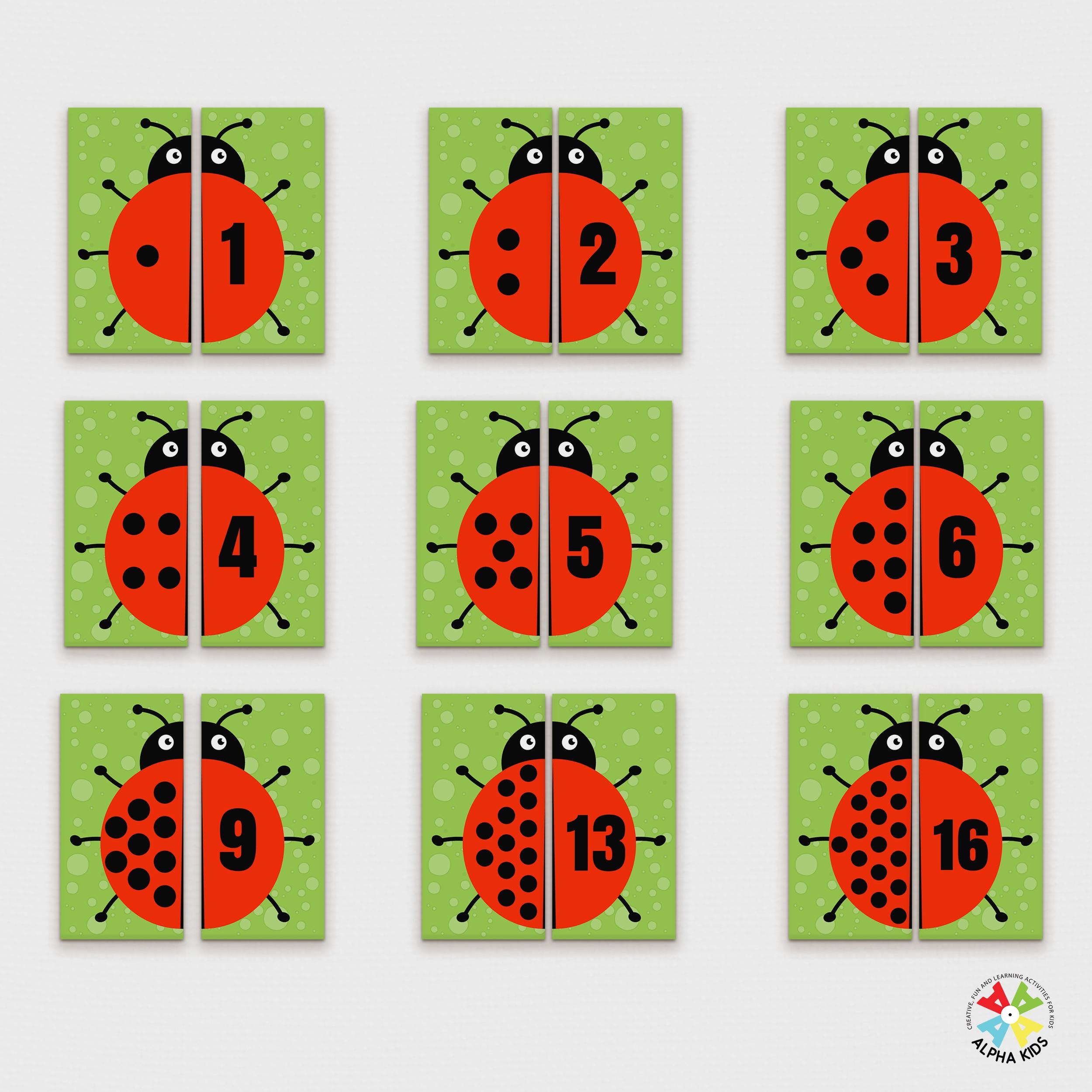 Printable Count Activity Puzzle Card, Ladybug Count and Match ...