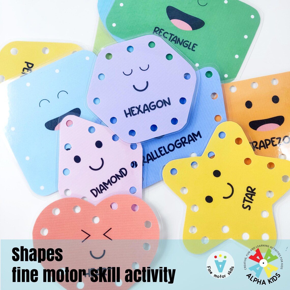 Printable Shapes Fine Motor Skills Activity, Shapes Lacing Cards ...