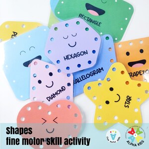 Printable Shapes Fine Motor Skills Activity, Shapes Lacing Cards ...
