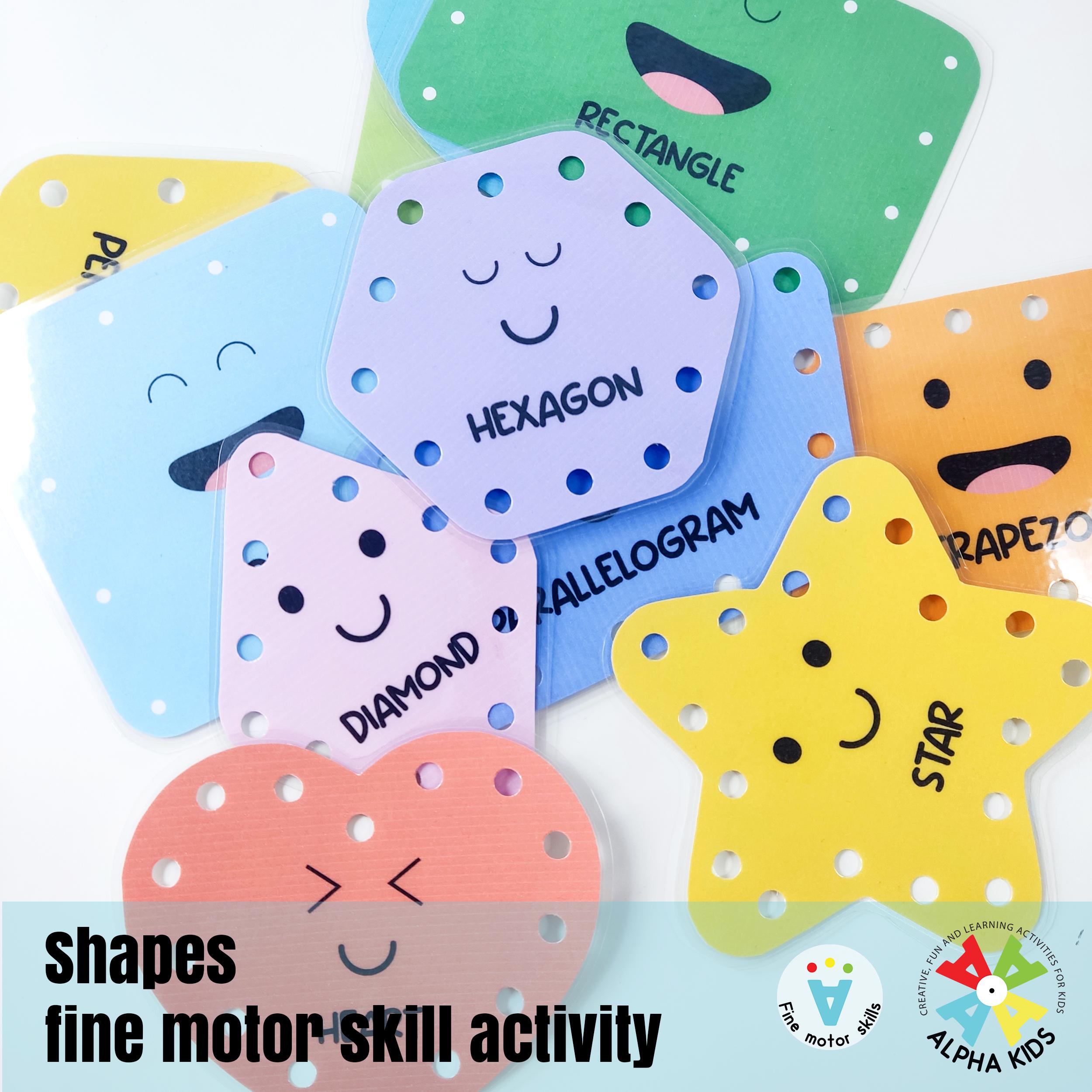 Printable Shapes Fine Motor Skills Activity, Shapes Lacing Cards ...
