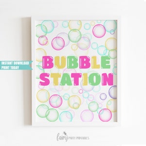 Printable Bubble Station Birthday Table Sign, Bubble Birthday Sign, Pop ...