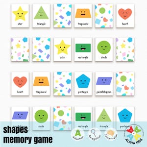 Printable Shapes Memory Game Cards, Shapes Matching Cards, Shapes ...