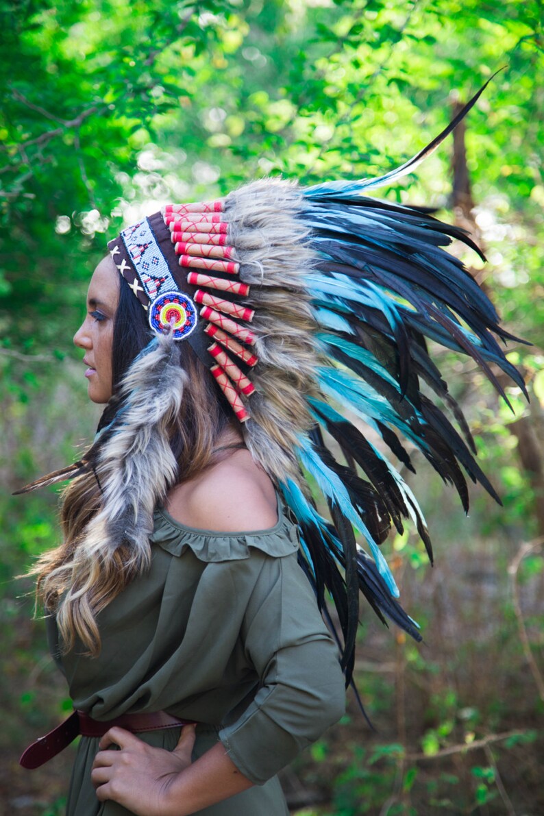 Indian Headdress Replica 75cm Chief Headdress W Real - Etsy