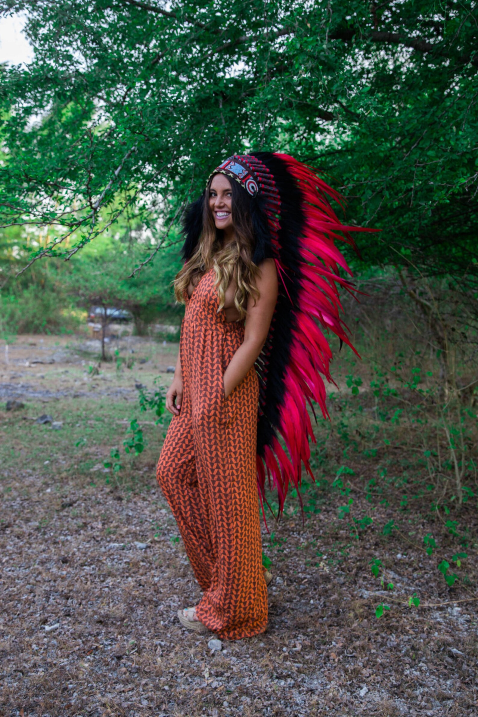 Réplica De Tocado Indio 135cm Tocado Principal W Plumas Etsy España