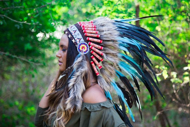 Indian Headdress Replica 75cm Chief Headdress W Real - Etsy