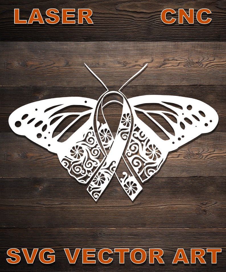Butterfly Support Ribbon Mandala SVG File - Laser, CNC, Cricut, Xtool ...