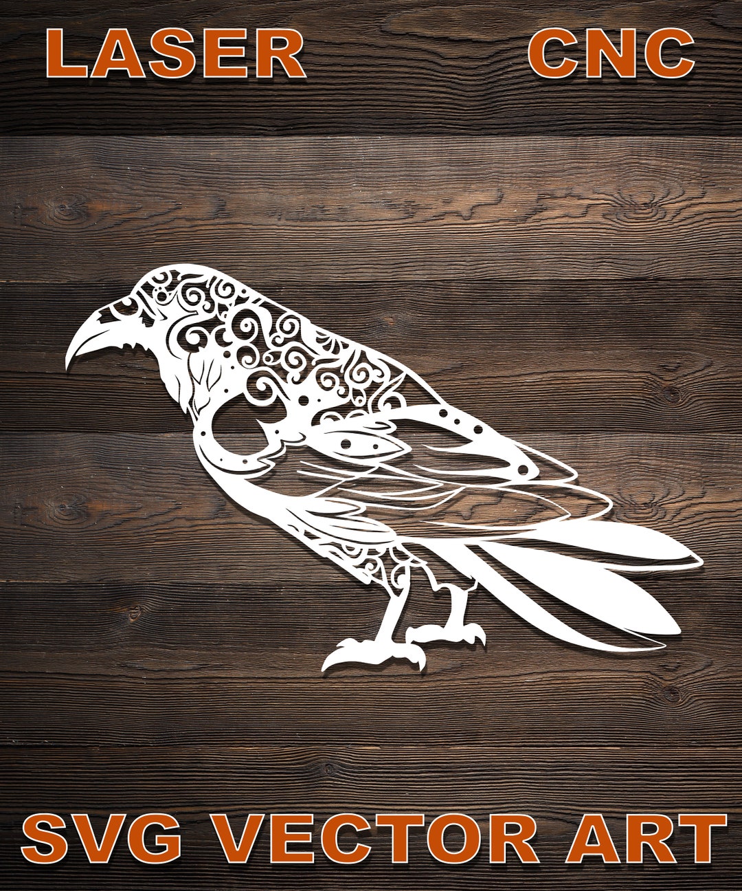 Raven Mandala SVG File - Laser, CNC, Cricut, Xtool, Diode, Fiber, Uv ...