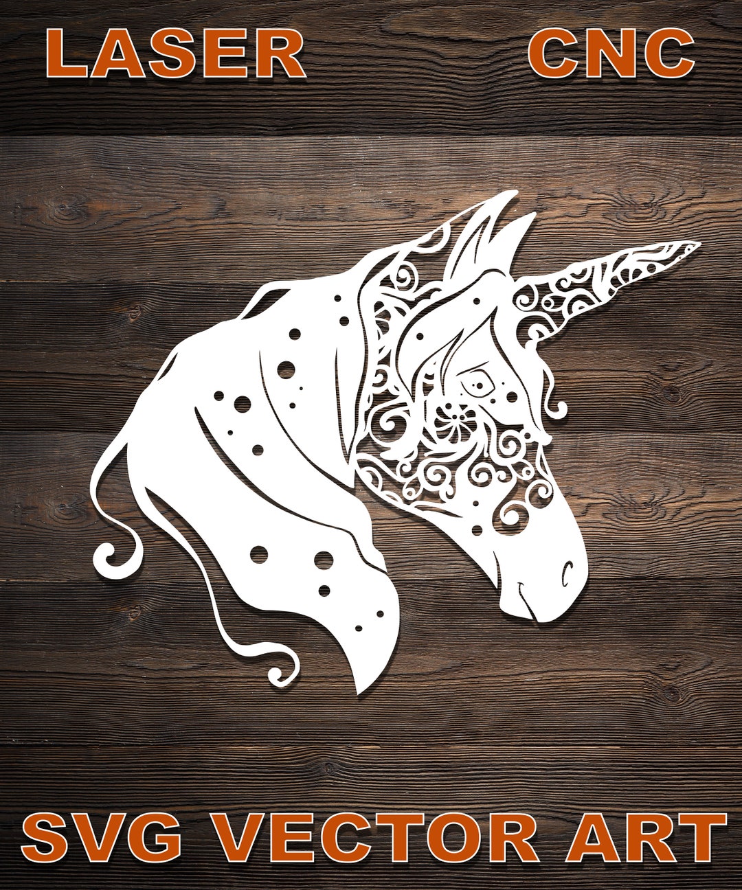Unicorn Head Mandala SVG File - Laser, CNC, Cricut, Xtool, Diode, Fiber ...