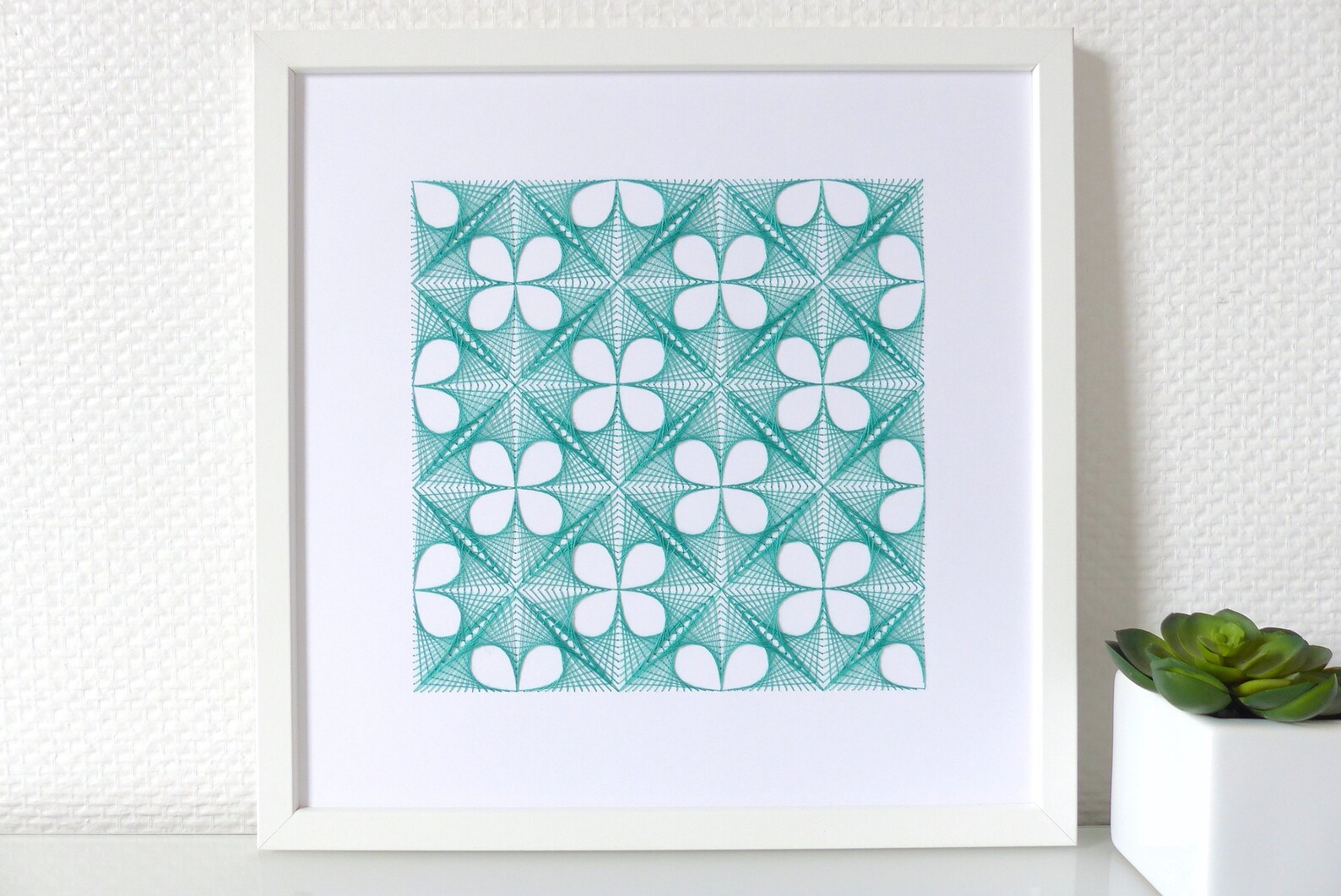 Hand Embroidered Paper Tableau Crossed Threads Geometric Designs ...