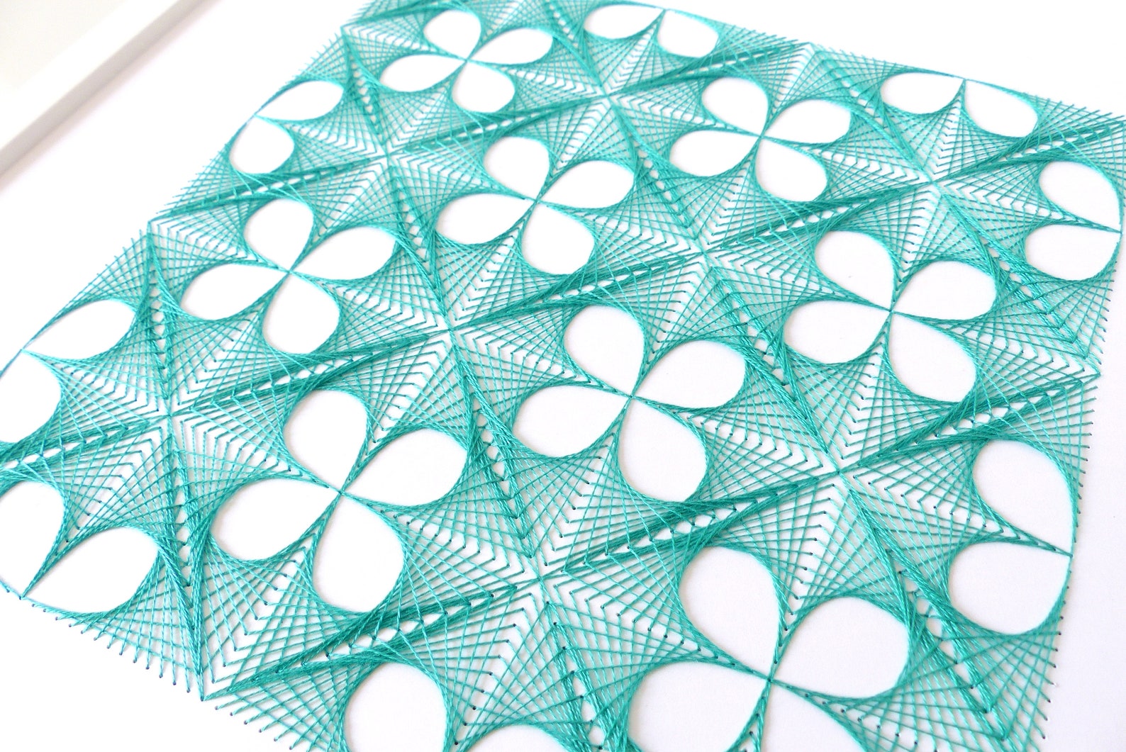 Hand Embroidered Paper Tableau Crossed Threads Geometric Designs ...