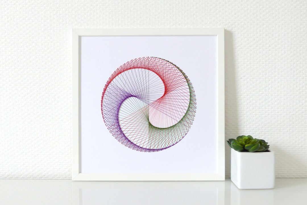Hand Embroidered Paper Tableau Tricolor Crossed Threads Rosette Pattern ...