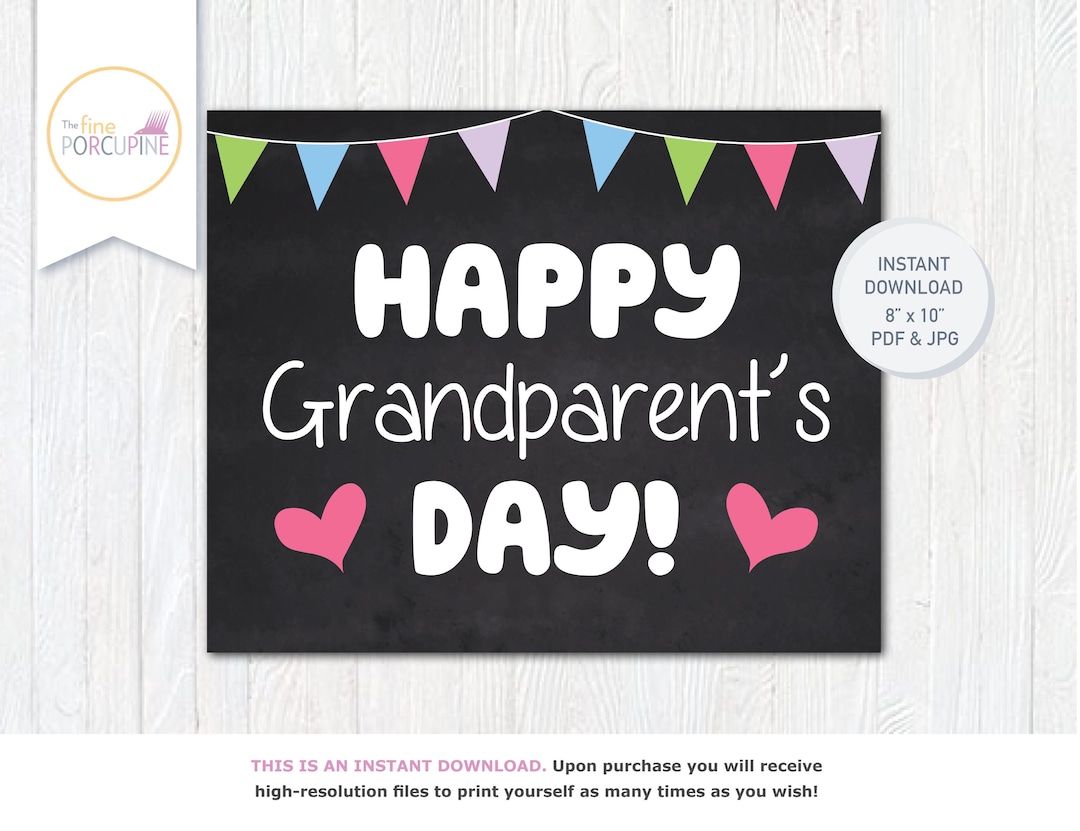 Grandparent's Day Sign: Photo Prop, 8x10 Printable (PDF & JPG Download ...