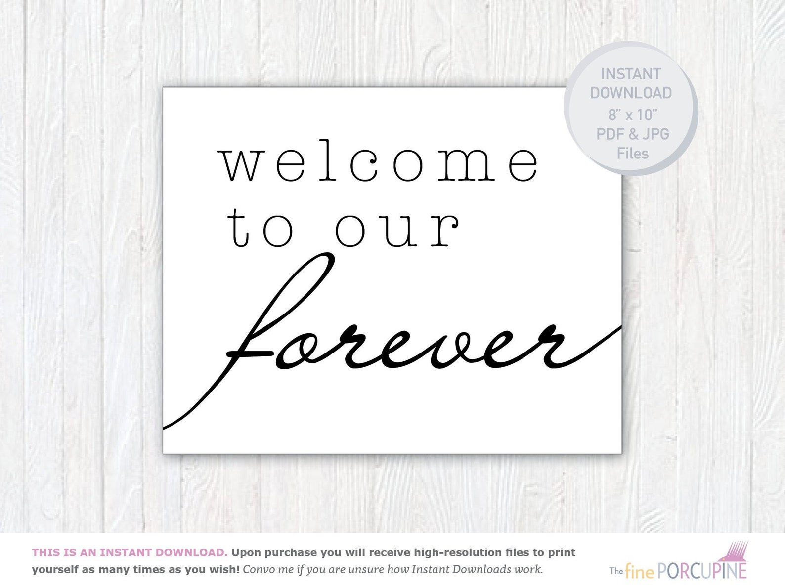 Welcome to Our Forever Printable Sign Wedding Sign Printable | Etsy