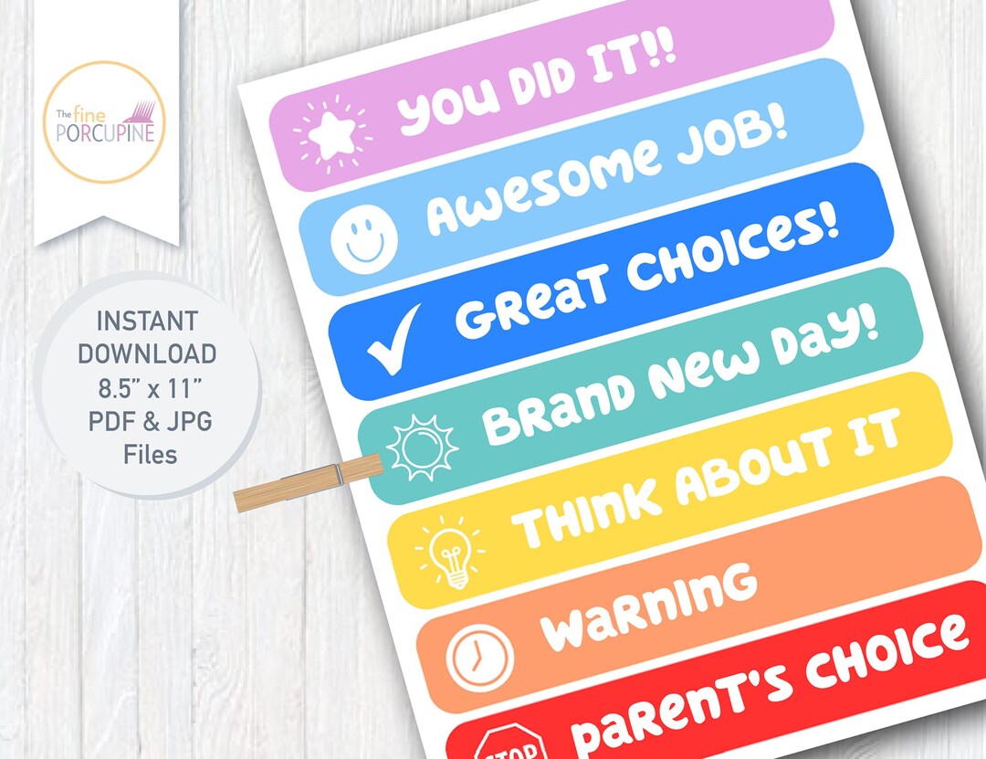 Toddler Behavior Chart: Rainbow Motivation, Rewards, Clip Chart ...