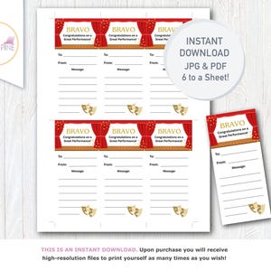 Theater Candy Grams Opening Night | Printable Gift Tags for Student ...