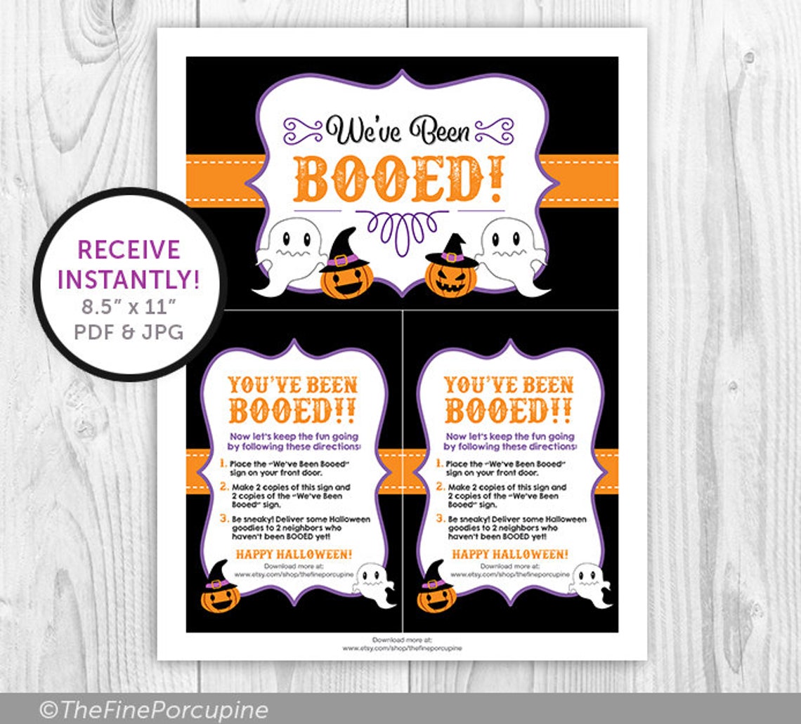 Youve Been Booed Halloween Card: Printable Instant Download (PDF and ...