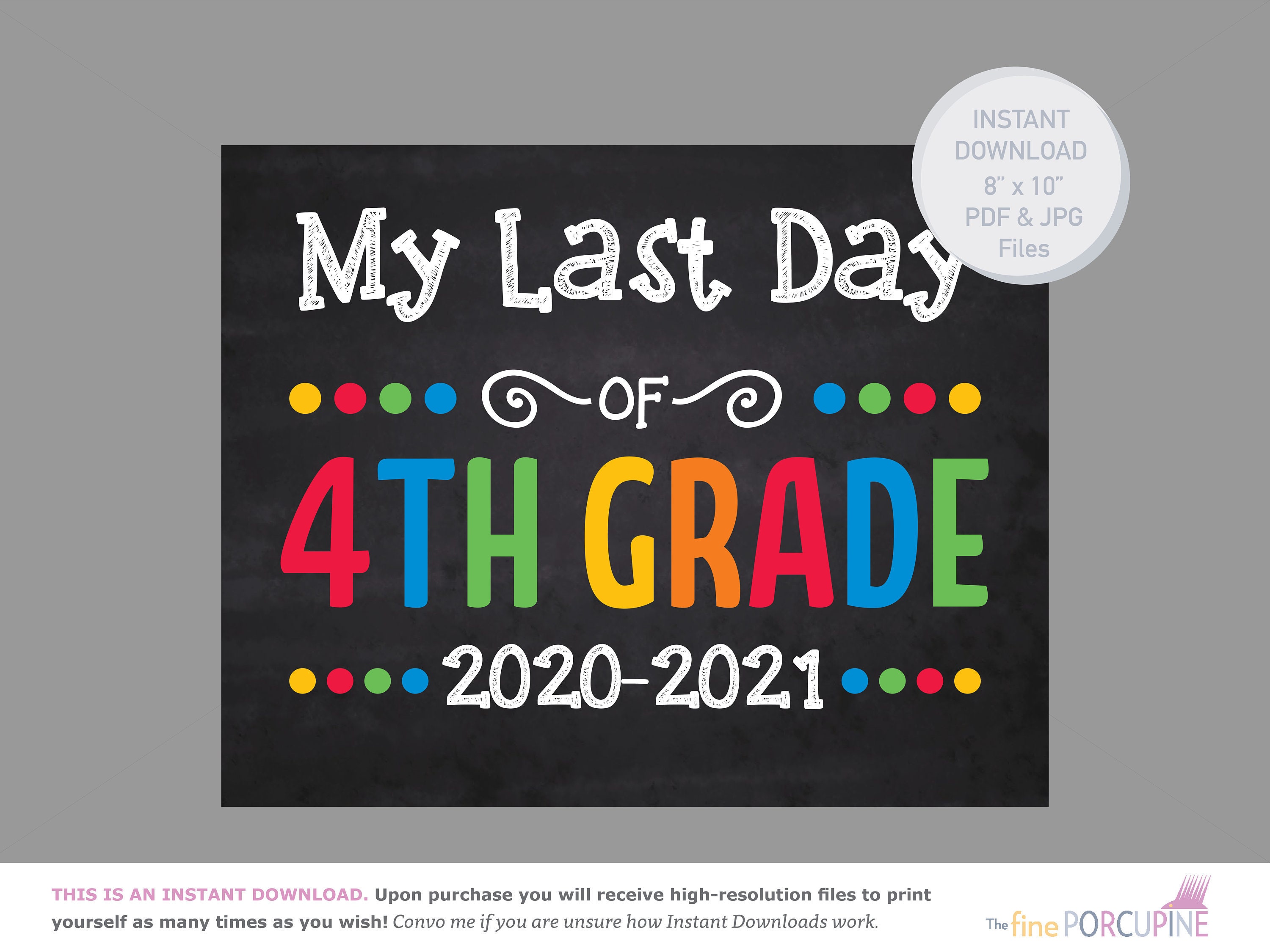 Last day of 4th grade sign fourth grade sign 4th grade last | Etsy