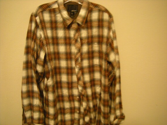 Vtge Flannel Shirt-light Flannel-brown on Beige-long Sleeves-1 | Etsy