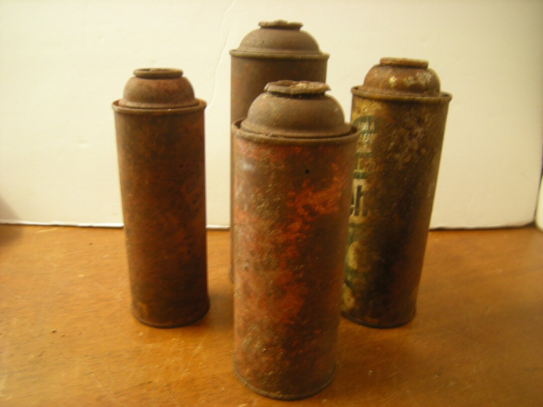 4 Old Canisters-raw Material-rusty-grungy-supplies-metal Art-crafts ...