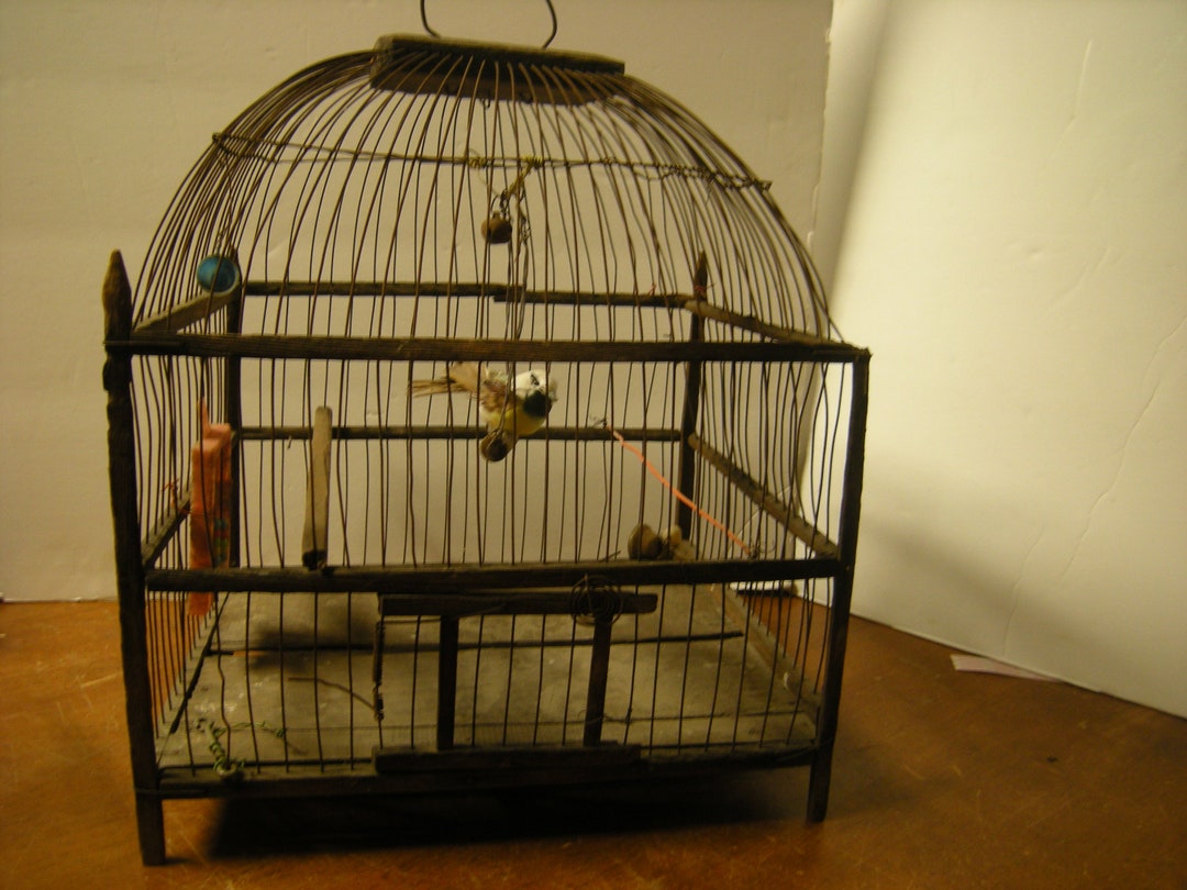 Shabby Bird Cage-rusty-wood and Metal Wires-home and Living-home Decor ...