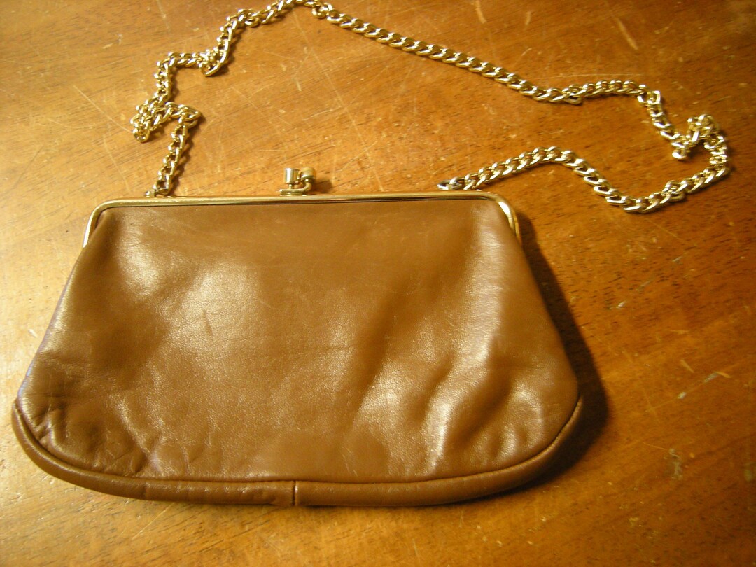 Vtge Purse-adrian Gold-gold Chain-leather Purse-inside Pocket-over the ...