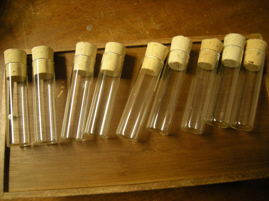 9 Glass Tubes-corked Vial-test Tubes-salt-spices-wedding Favors ...