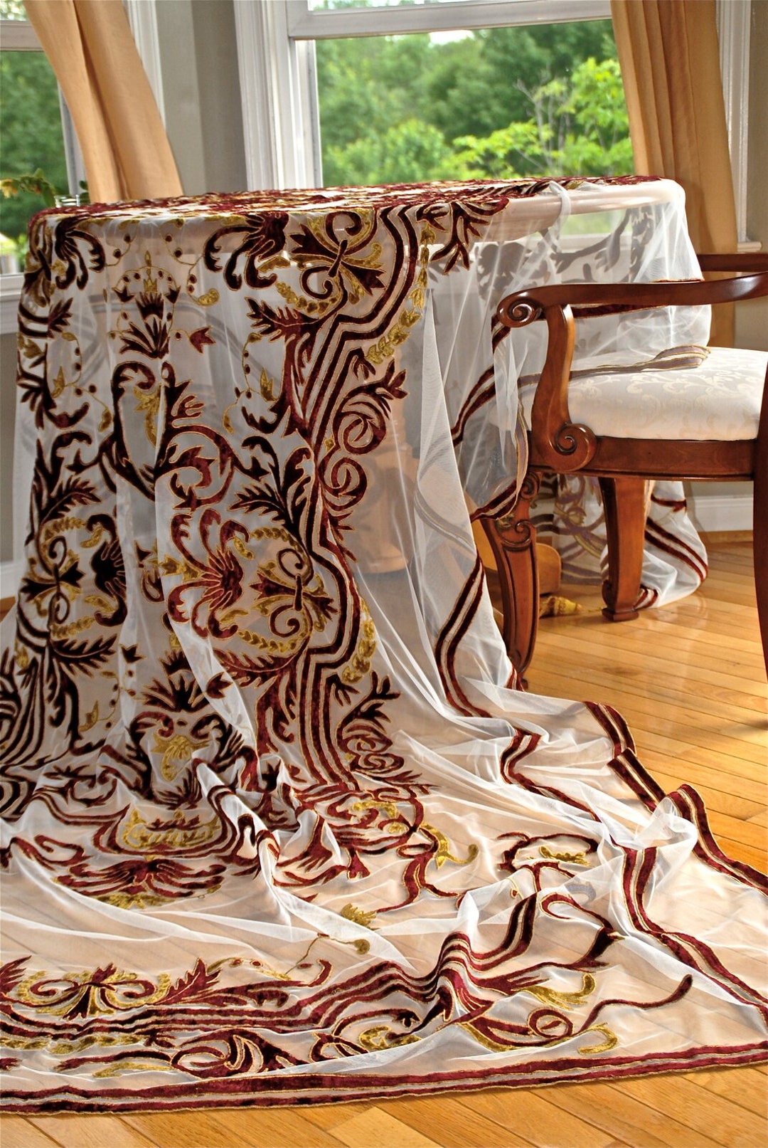 Table Cover, Tudor Applique Cover, Vintage Tablecloth, Custom ...